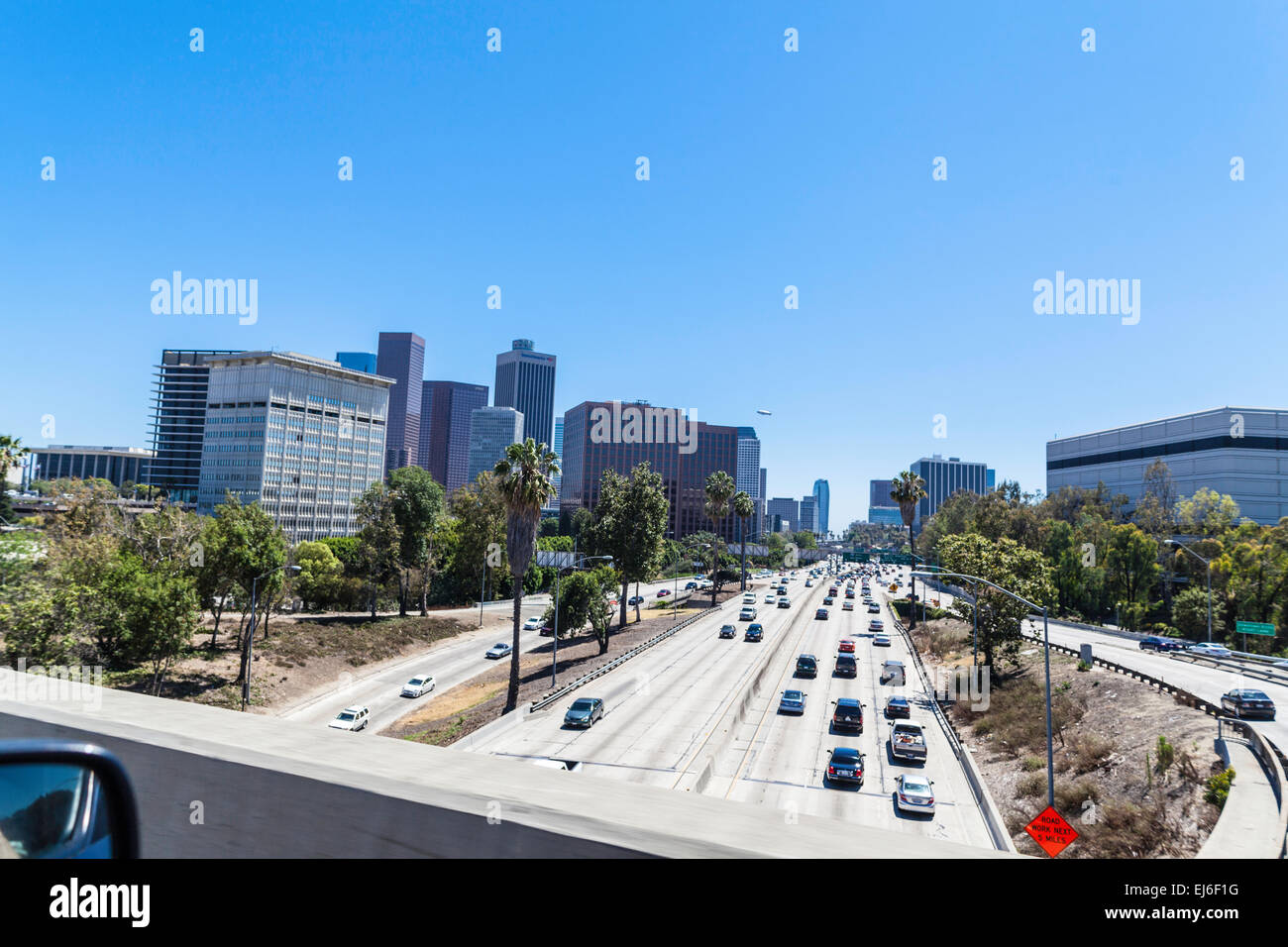 The 110 freeway and the Los Angeles downtown skyline Stock Photo - Alamy