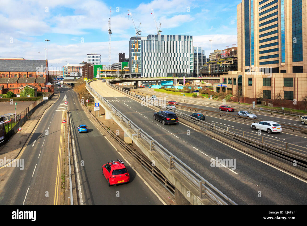 M8 motorway travelling through Charing Cross, Glasgow, Scotland, UK ...