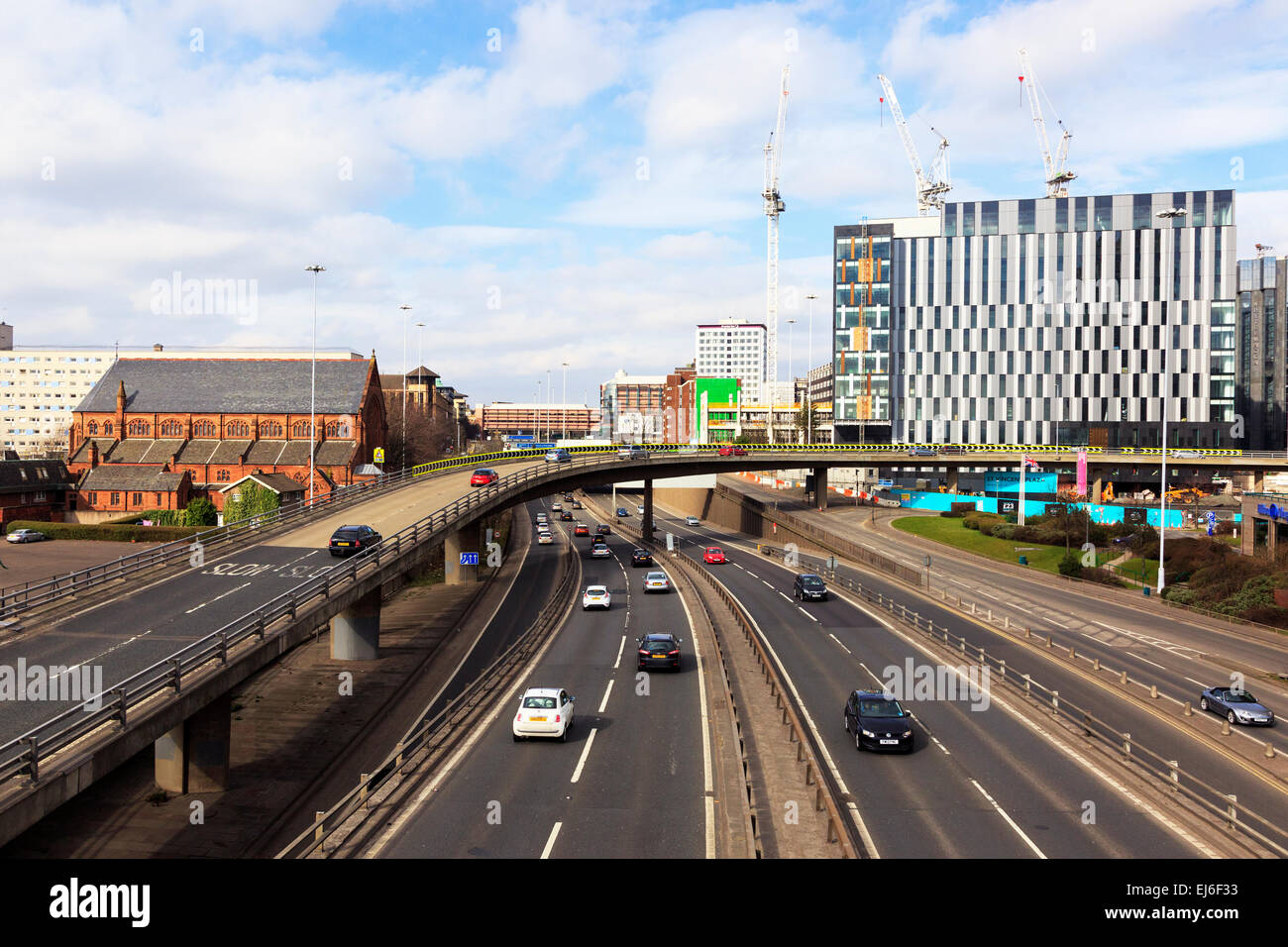M8 motorway travelling through Charing Cross, Glasgow, Scotland, UK ...