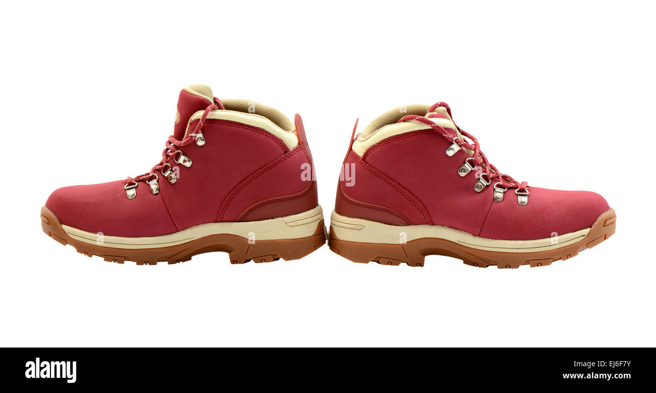 red hiking boots Stock Photo - Alamy