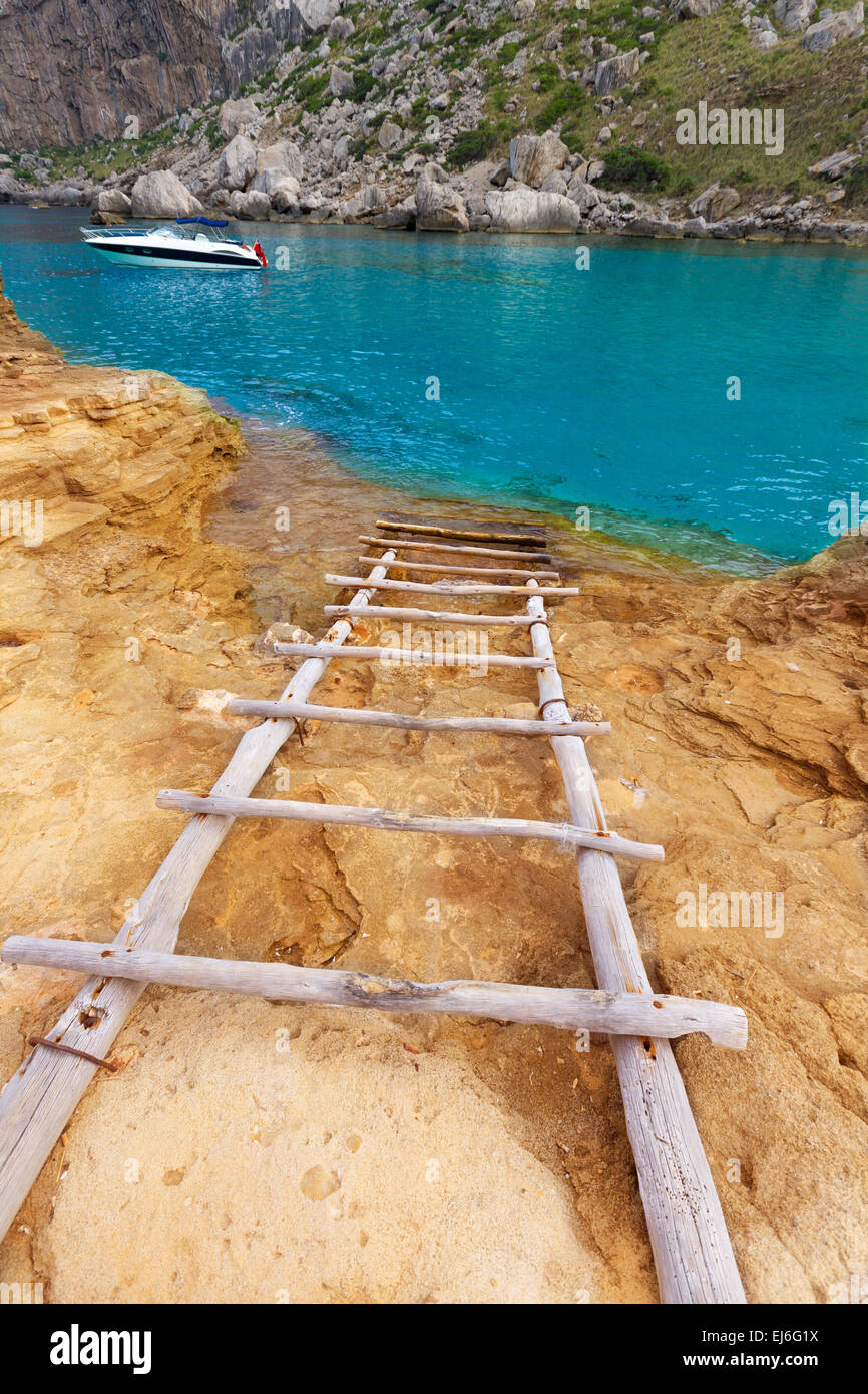 Majorca Cala Figuera beach of Formentor in Mallorca Balearic island of ...
