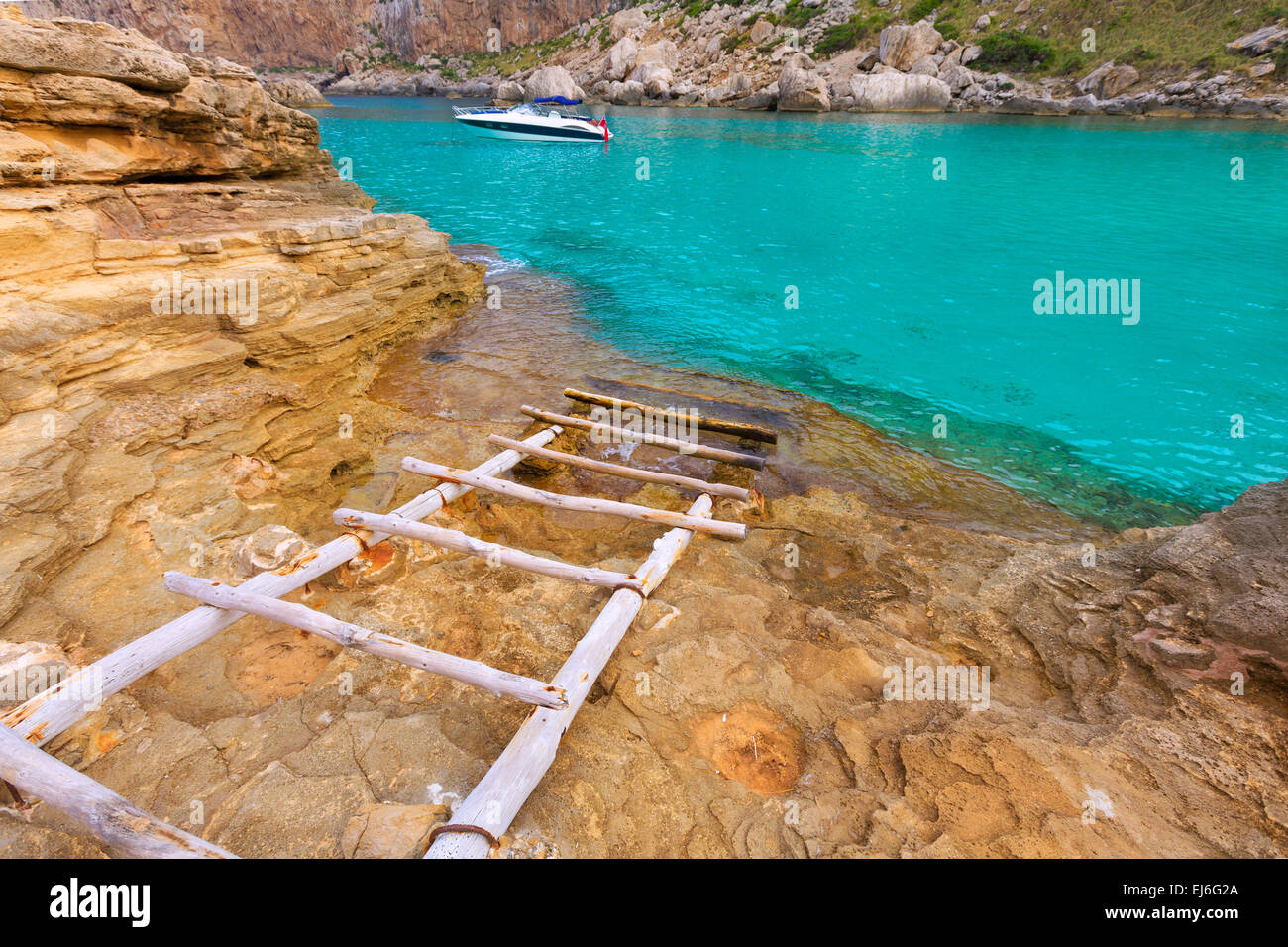 Majorca Cala Figuera beach of Formentor in Mallorca Balearic island of ...
