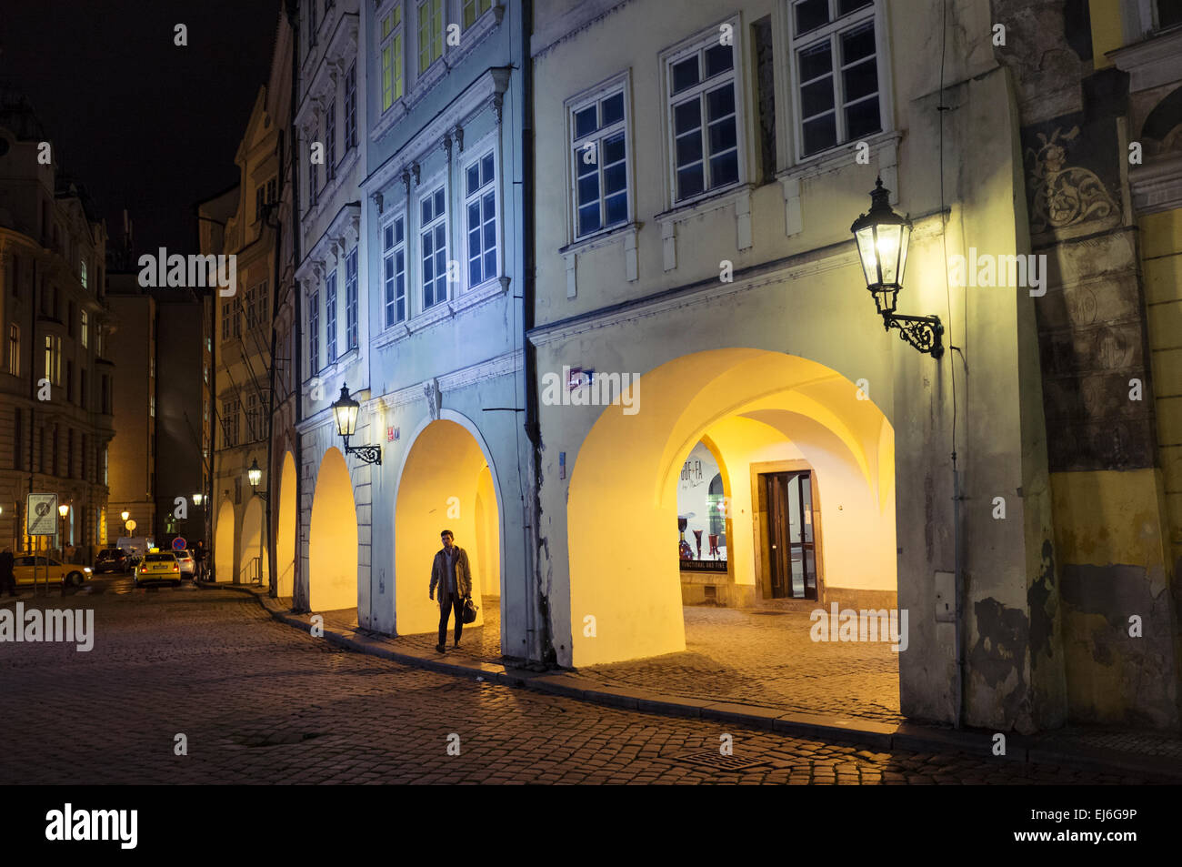 Night street scene in Prague, Czech Republic Stock Photo - Alamy