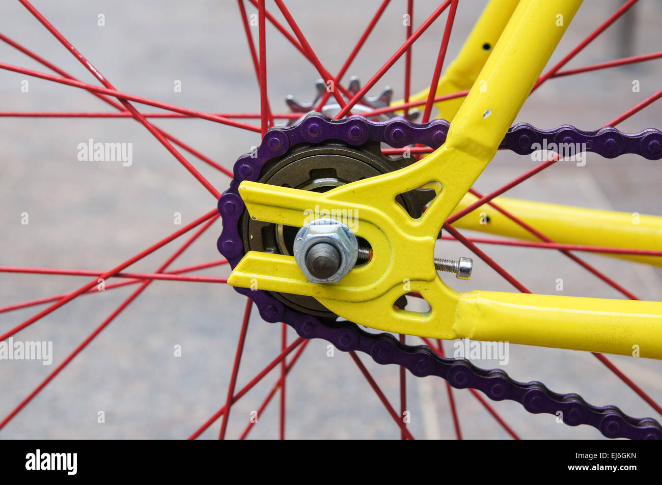 Bicycle rear wheel and chain Stock Photo - Alamy