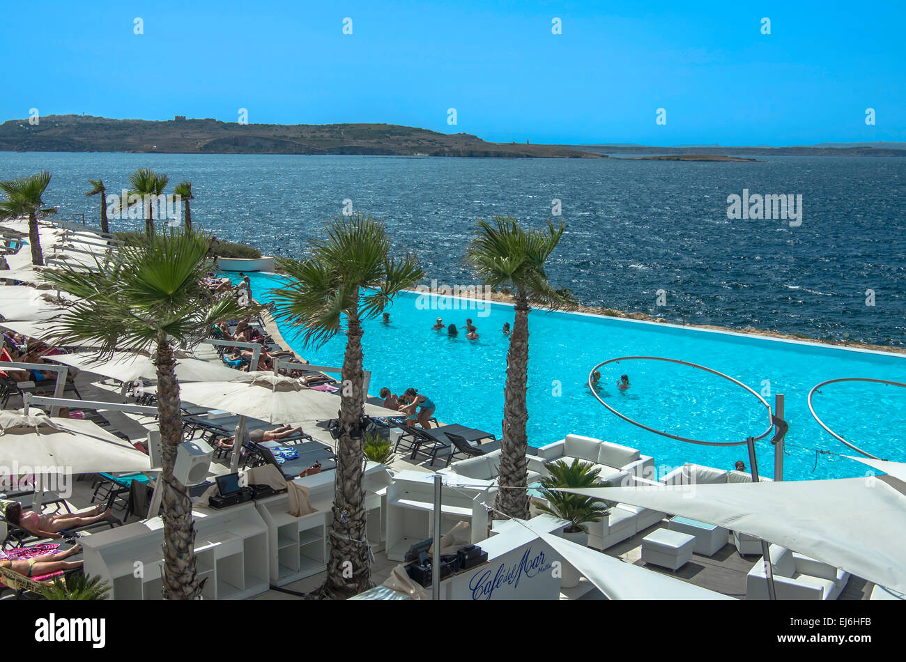Malta, Qawra Point, St. Paul’s Bay: Modern outdoor swimming pool and ...