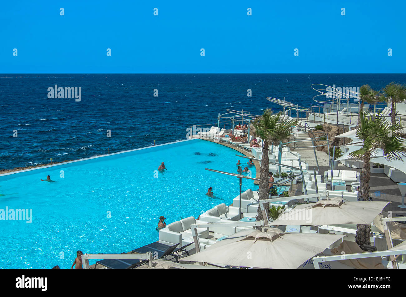 Malta, Qawra Point, St. Paul’s Bay: Modern outdoor swimming pool and ...