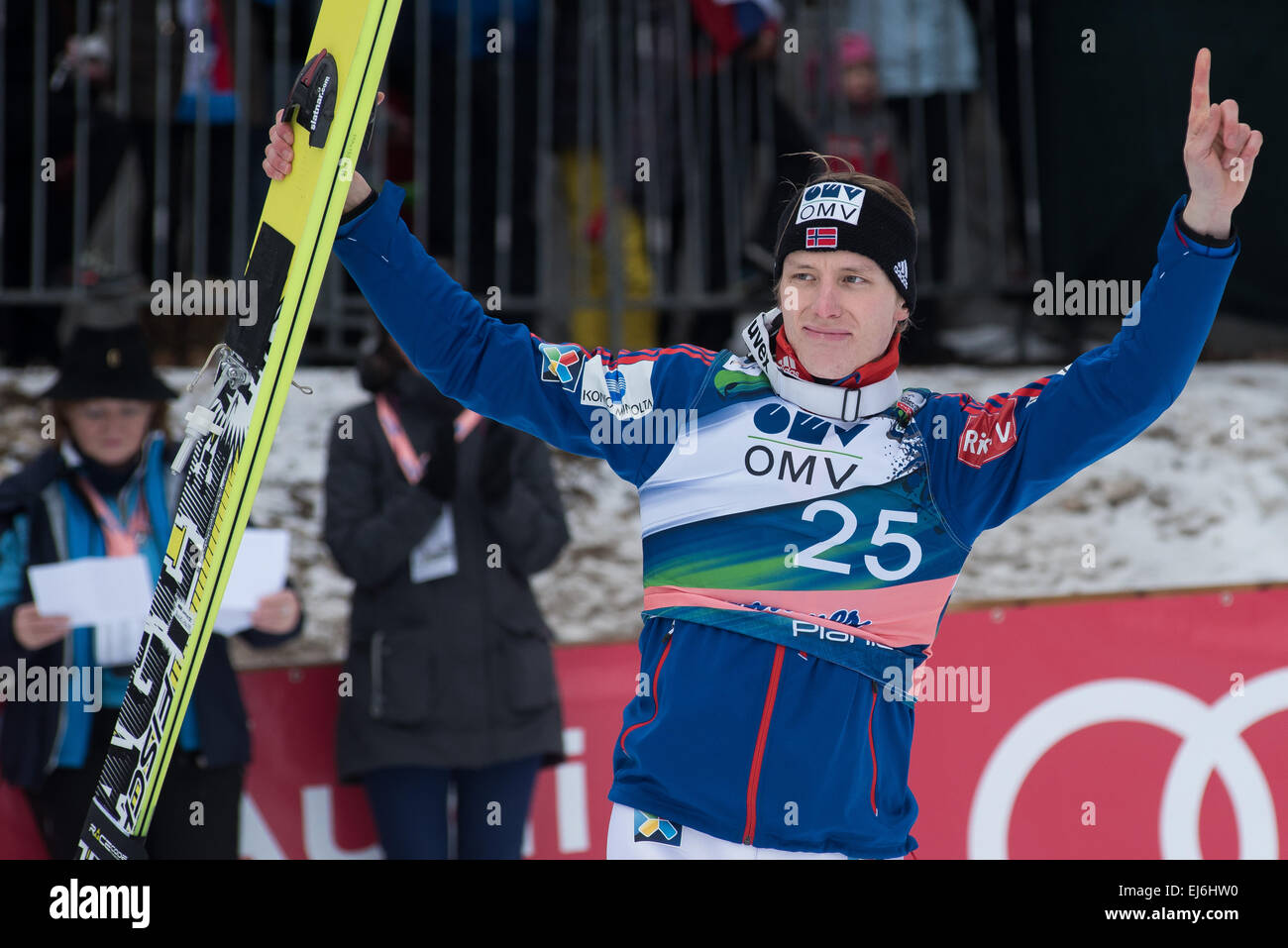 Rune Velta of Norway celebrating his third place at FIS World Cup ...