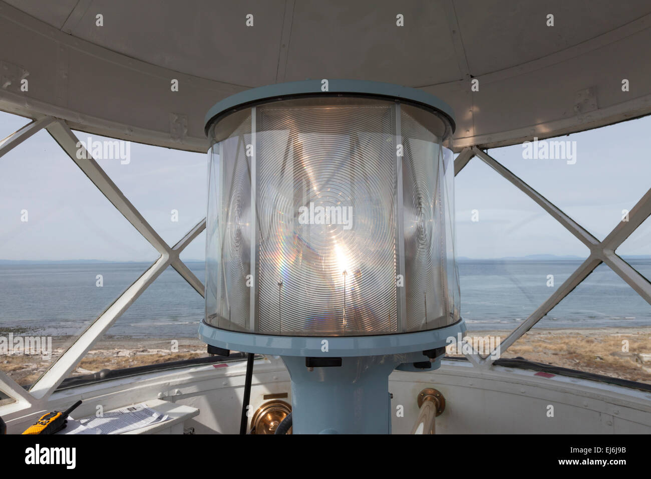 VRB-25 Vega rotating beacon at the New Dungeness Light Station Stock ...