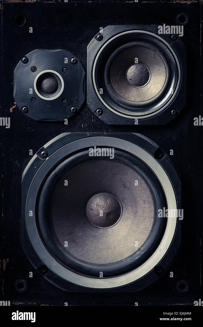 Detail shot of some old round speakers Stock Photo - Alamy