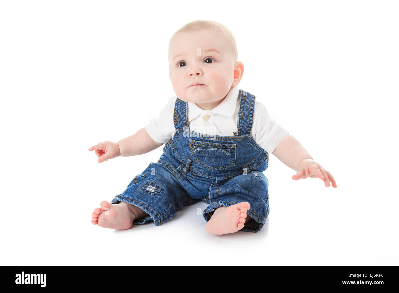 cute little baby creeping and smiling isolated on white Stock Photo - Alamy