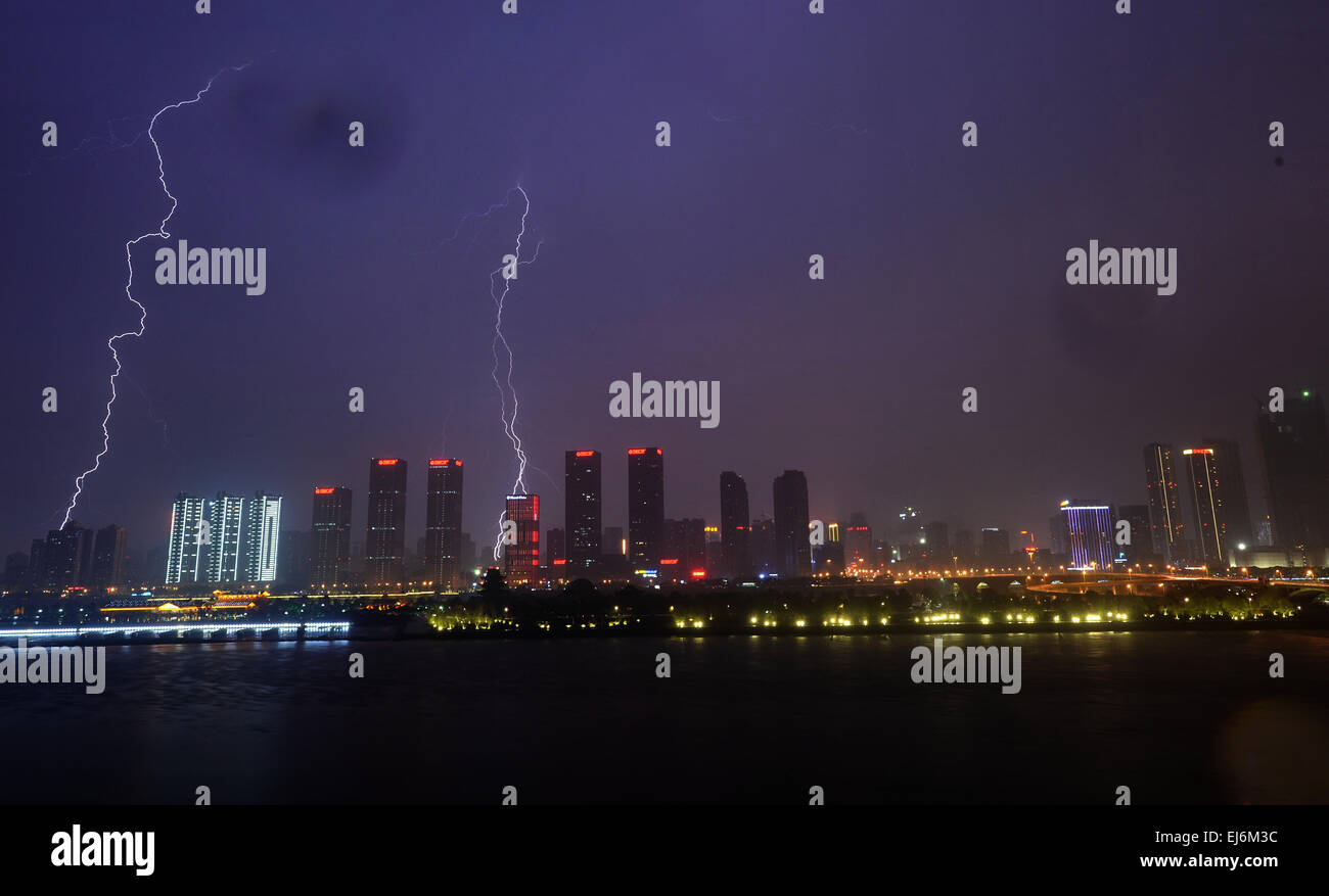 Changsha, China's Hunan Province. 22nd Mar, 2015. Lightning hits the ...