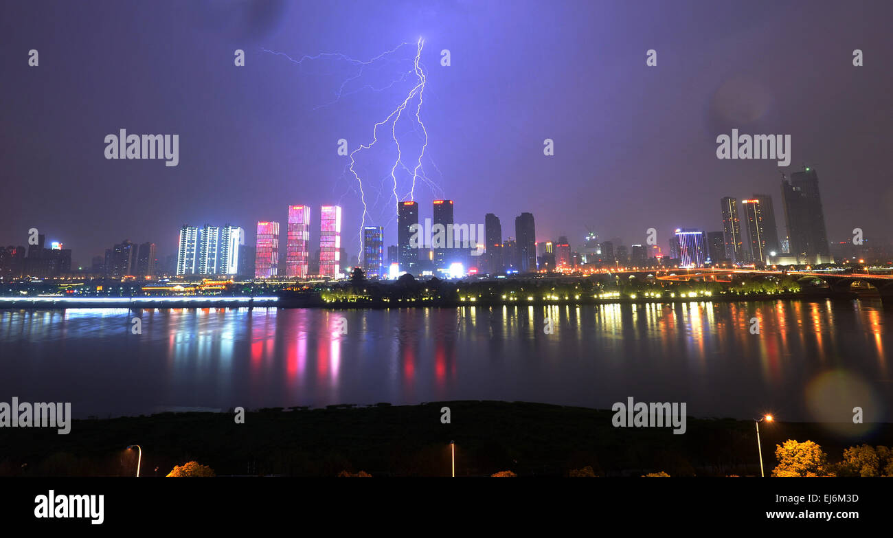 Changsha, China's Hunan Province. 22nd Mar, 2015. Lightning hits the ...