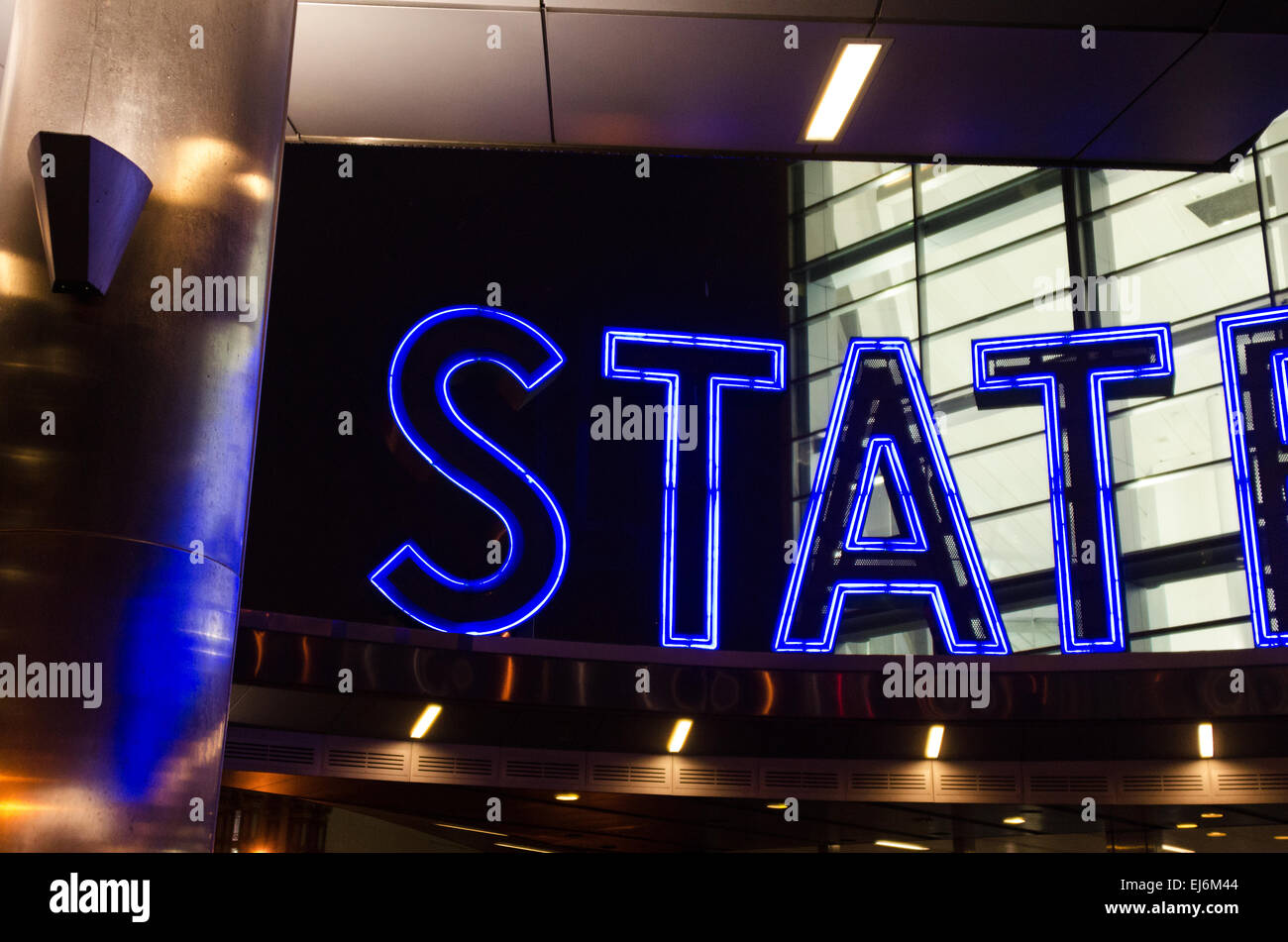 Neon sign of the Staten Island Ferry Terminal, New York City Stock ...