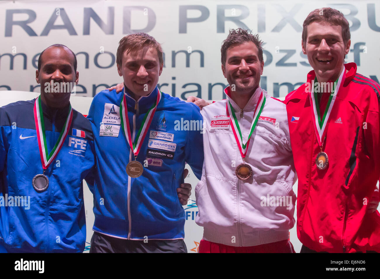 Budapest, Benjamin Steffen (2nd R) of Switzerland and Pavel Pitra of ...