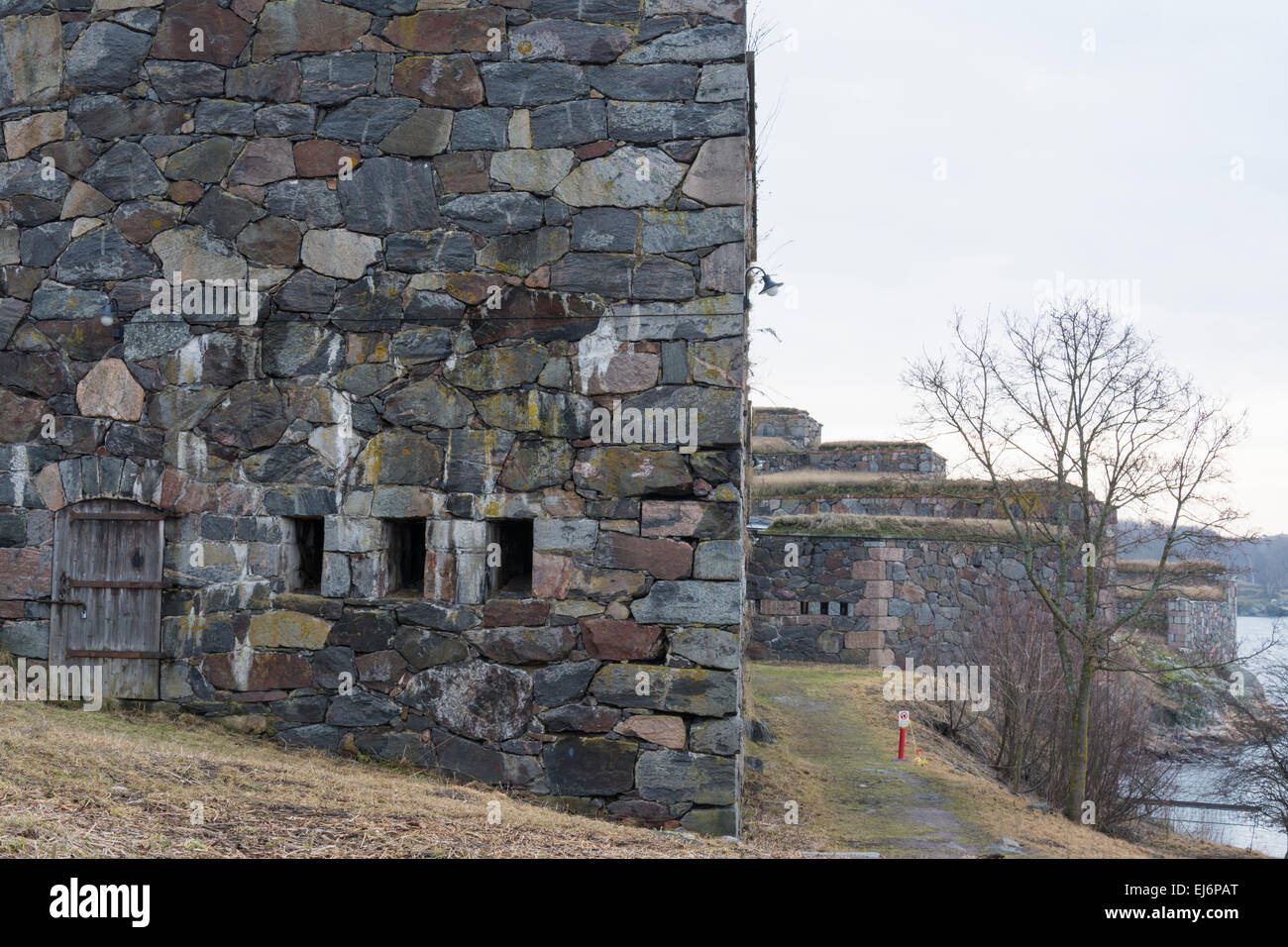 Stone walls at Suomenlinna Fortress Island in Helsinki Finland Stock ...