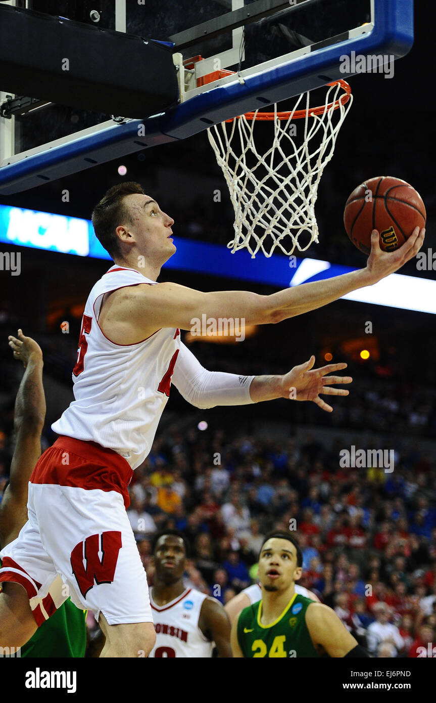 March 22, 2015: Wisconsin Badgers forward Sam Dekker (15)scores off ...