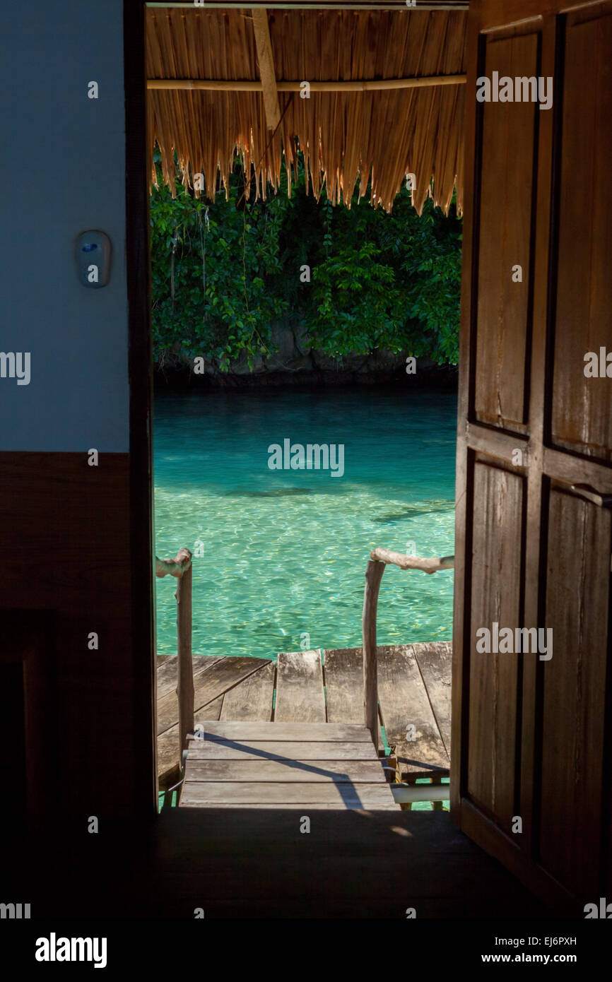 Seaside resort at Ora beach in North Seram, Central Maluku, Maluku ...