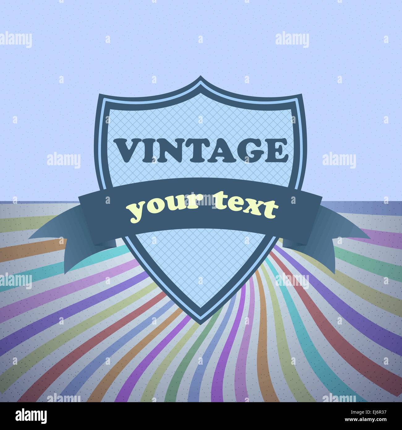 Shield retro vintage label on sunrays background, stock vector Stock ...