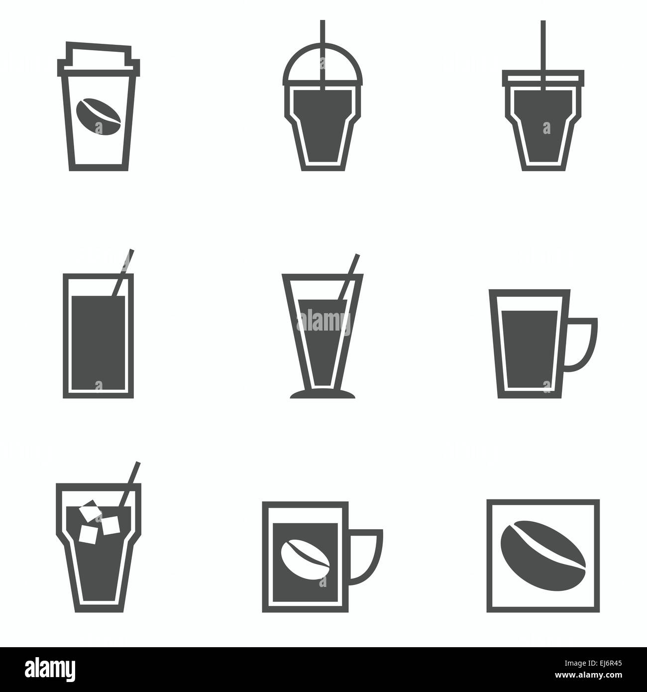 Coffee drinks icons collection on white background, stock vector Stock ...