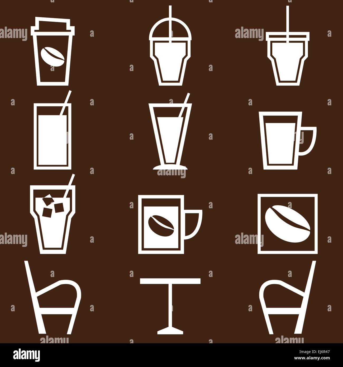 Coffee drinks icons in coffee shop, stock vector Stock Vector Image ...
