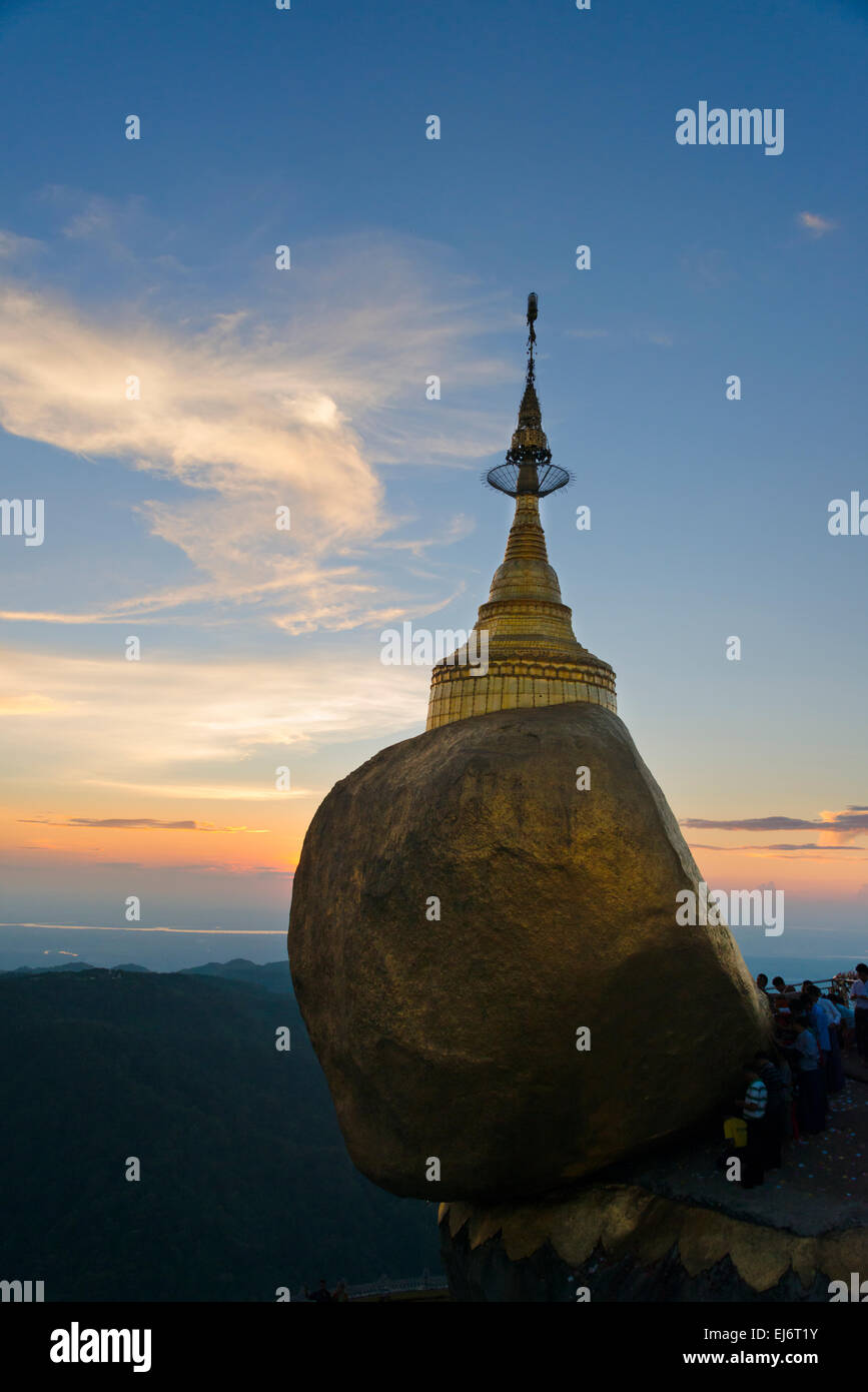 Kyaiktiyo Pagoda (Gold Rock) at sunset, Mon State, Myanmar Stock Photo ...
