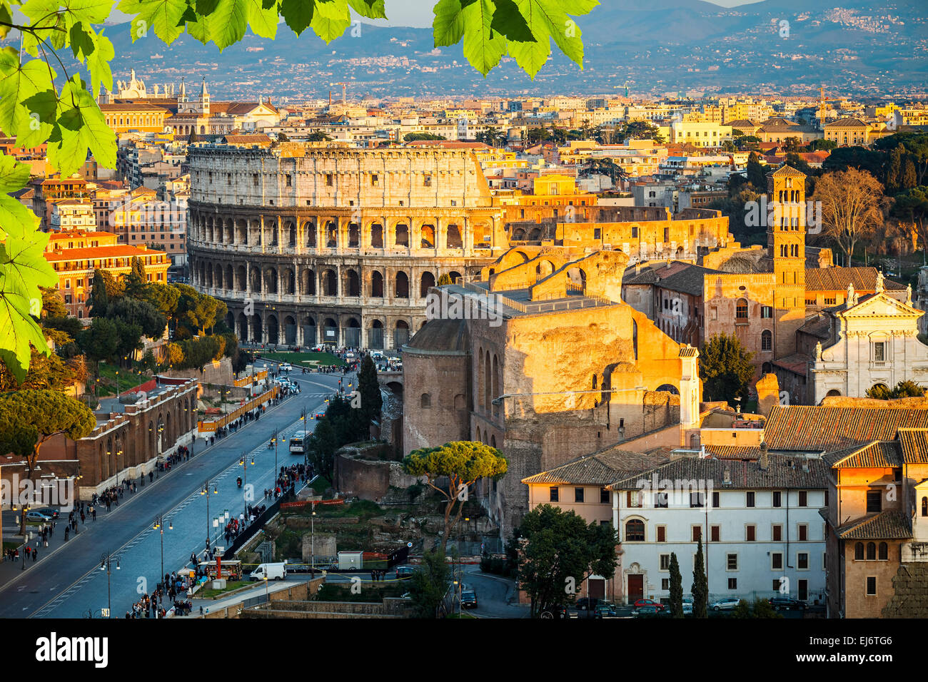 Colosseum at sunset Stock Photo - Alamy