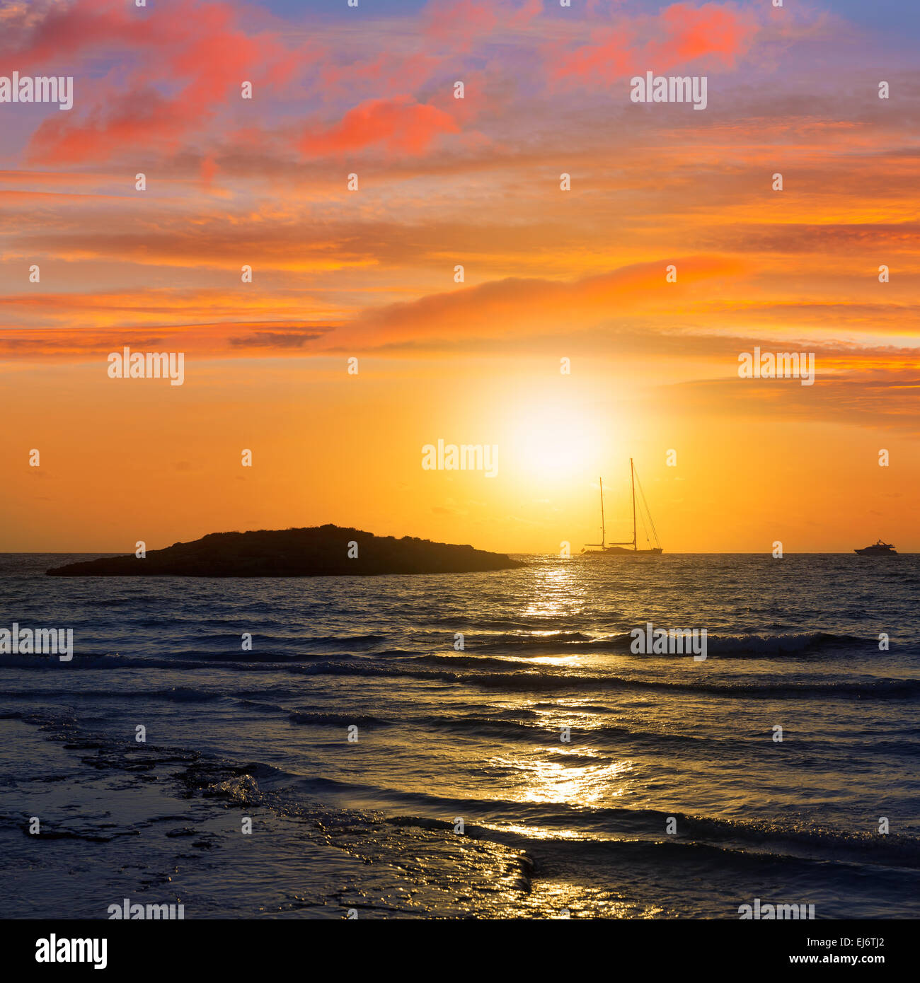 Majorca Sunset in Es Trenc beach in Campos of Mallorca at Balearic ...