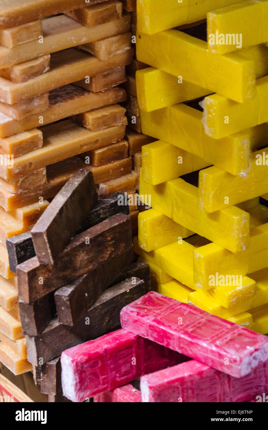 Selling colorful soaps at the market, Pakokku, Magway Region, Myanmar ...