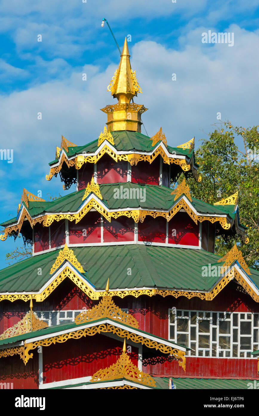 Theater in traditional architectural style, Sittwe, Rakhine State ...