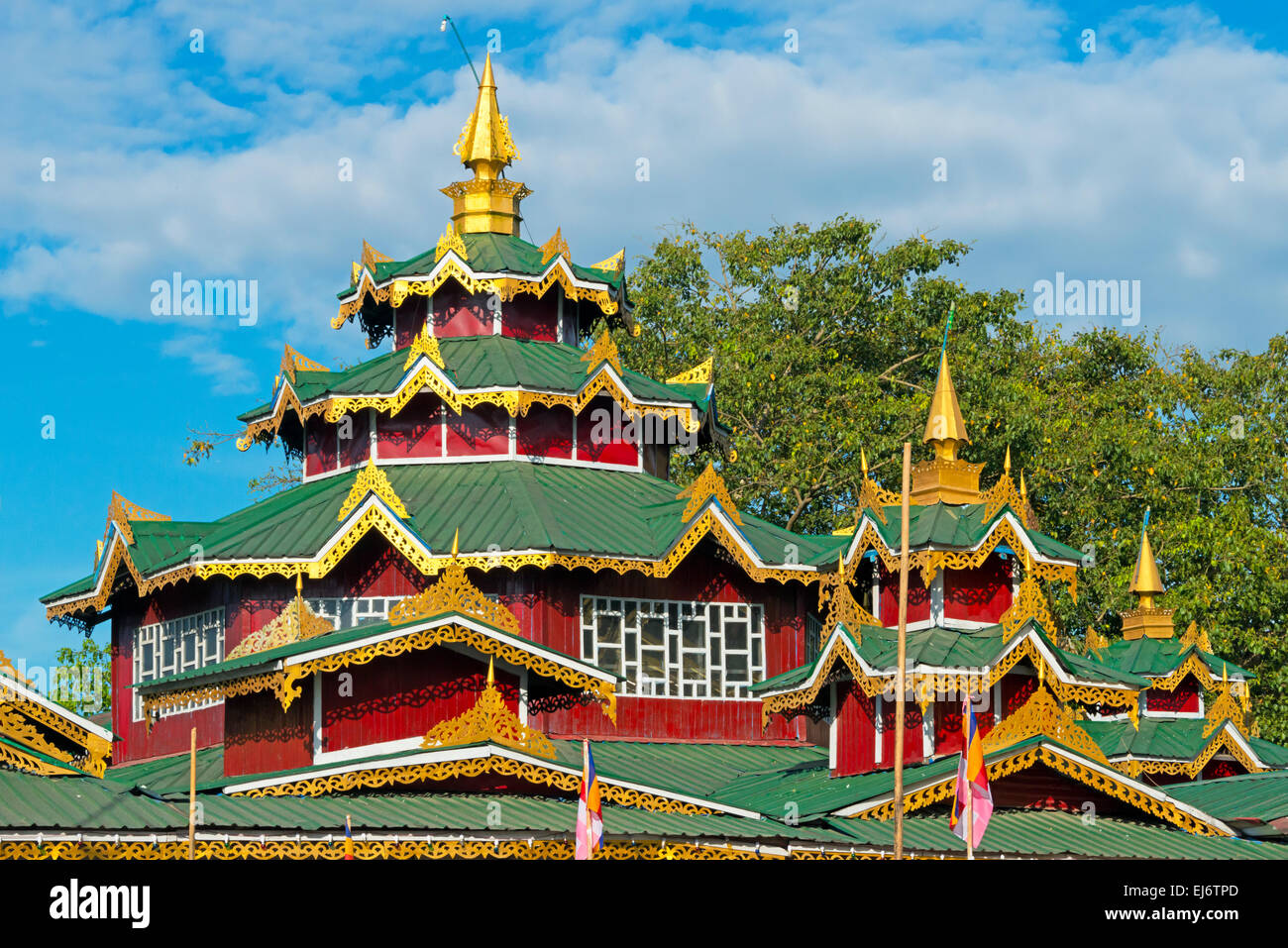 Theater in traditional architectural style, Sittwe, Rakhine State ...