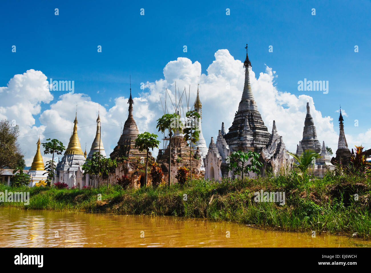 Pagodas on Inle Lake, Shan State, Myanmar Stock Photo - Alamy