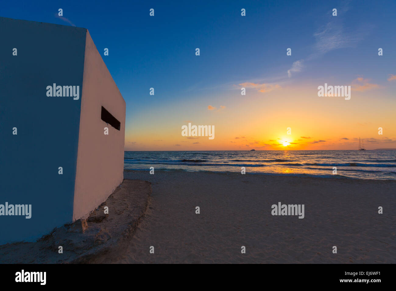 Majorca Sunset in Es Trenc beach in Campos of Mallorca at Balearic ...