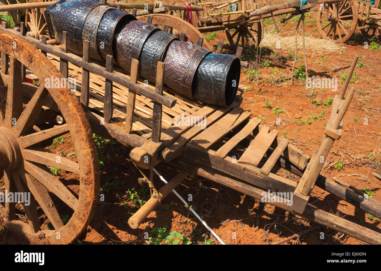 Wheel cart on farmland, Shan State, Myanmar Stock Photo - Alamy