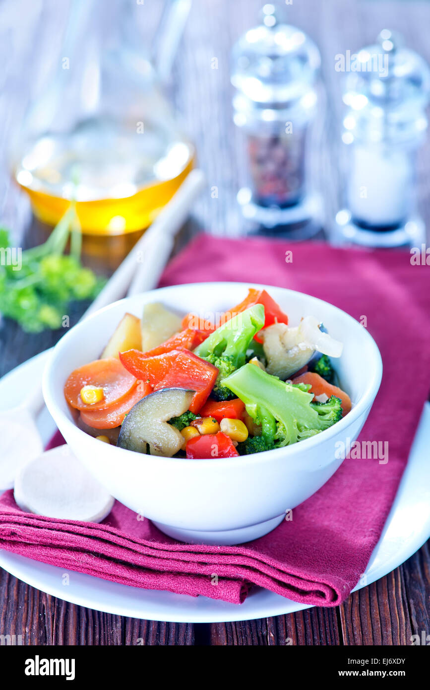 vegetables in bowl and on a table Stock Photo - Alamy