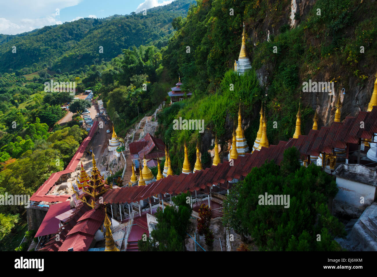 Pagodas and stairs leading to Pindaya Cave, Shan State, Myanmar Stock ...