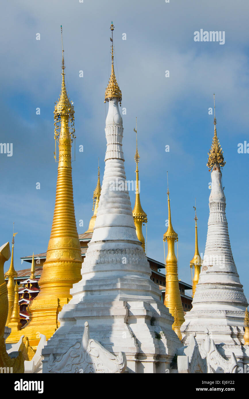Pagodas on the shore of Inle Lake, Shan State, Myanmar Stock Photo - Alamy