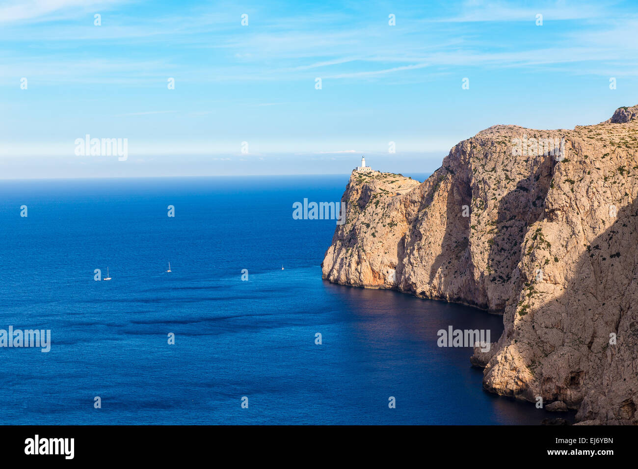 Majorca Formentor Cape Lighthouse in Mallorca North at Balearic islands ...