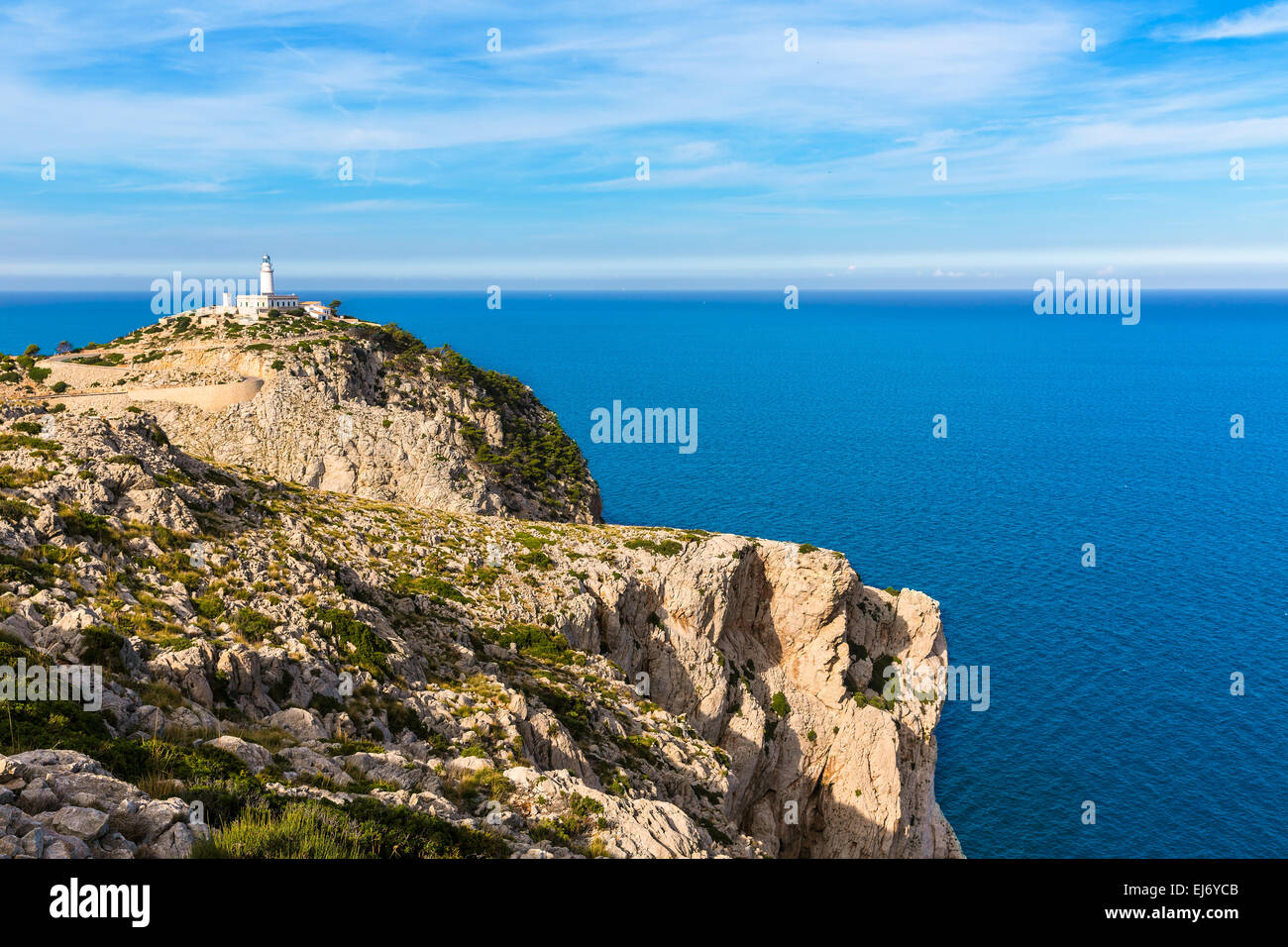 Majorca Formentor Cape Lighthouse in Mallorca North at Balearic islands ...