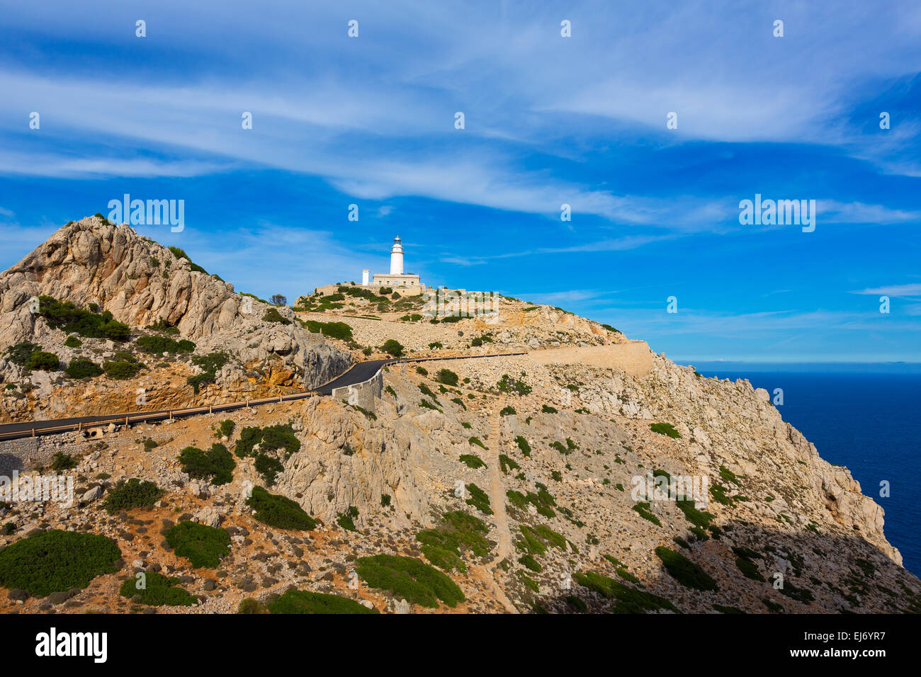Majorca Formentor Cape Lighthouse in Mallorca North at Balearic islands ...