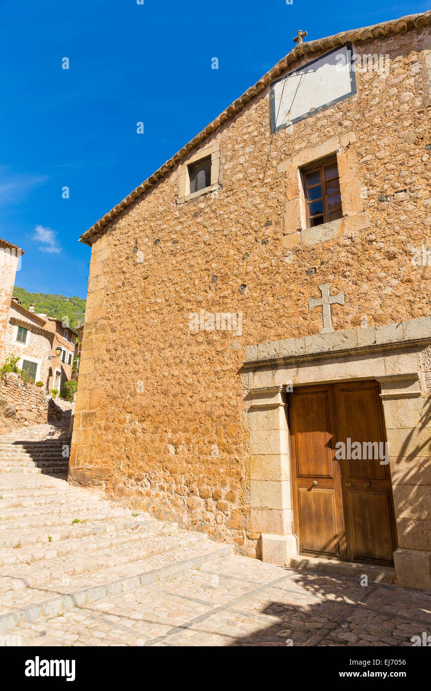 Fornalutx village church in Majorca Balearic island Mallorca spain ...