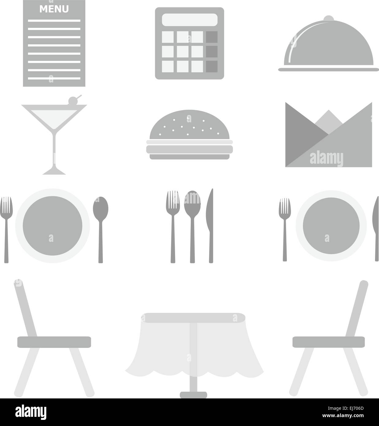 Restaurant icons on white background, stock vector Stock Vector Image ...