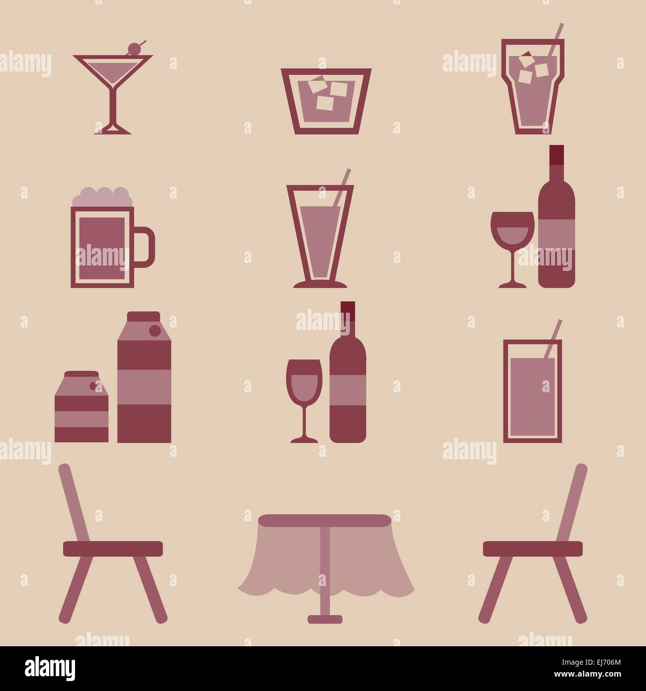 Drinks icons set in restaurant, stock vector Stock Vector Image & Art ...