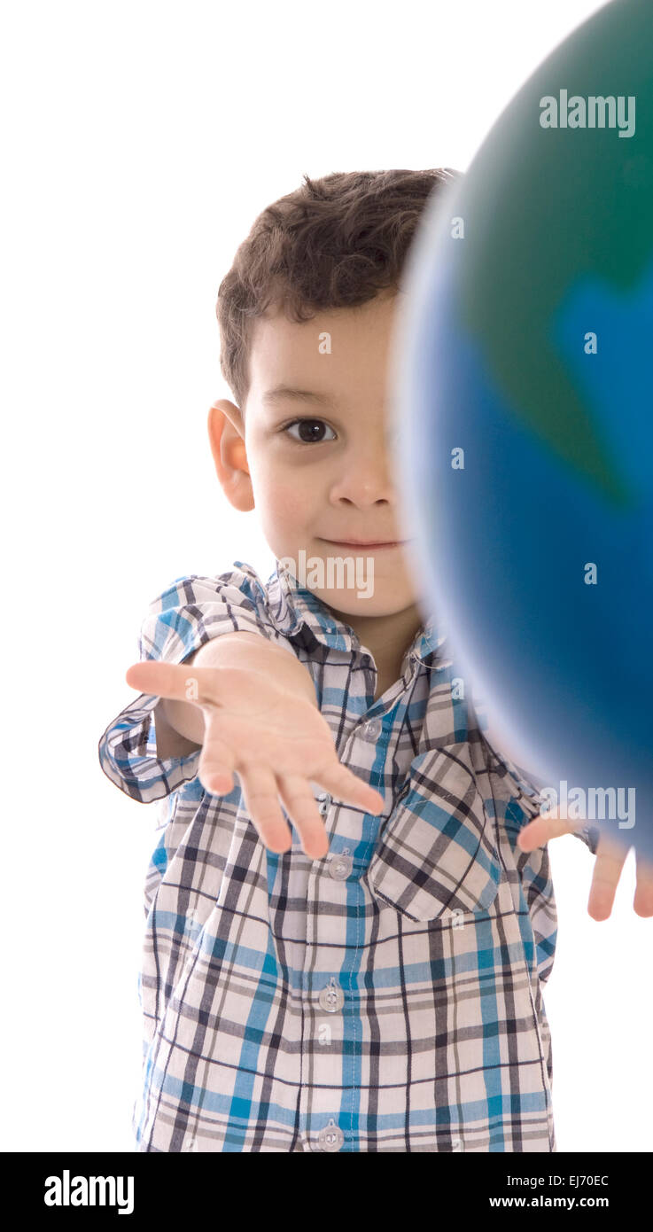 A Little boy earth Stock Photo - Alamy