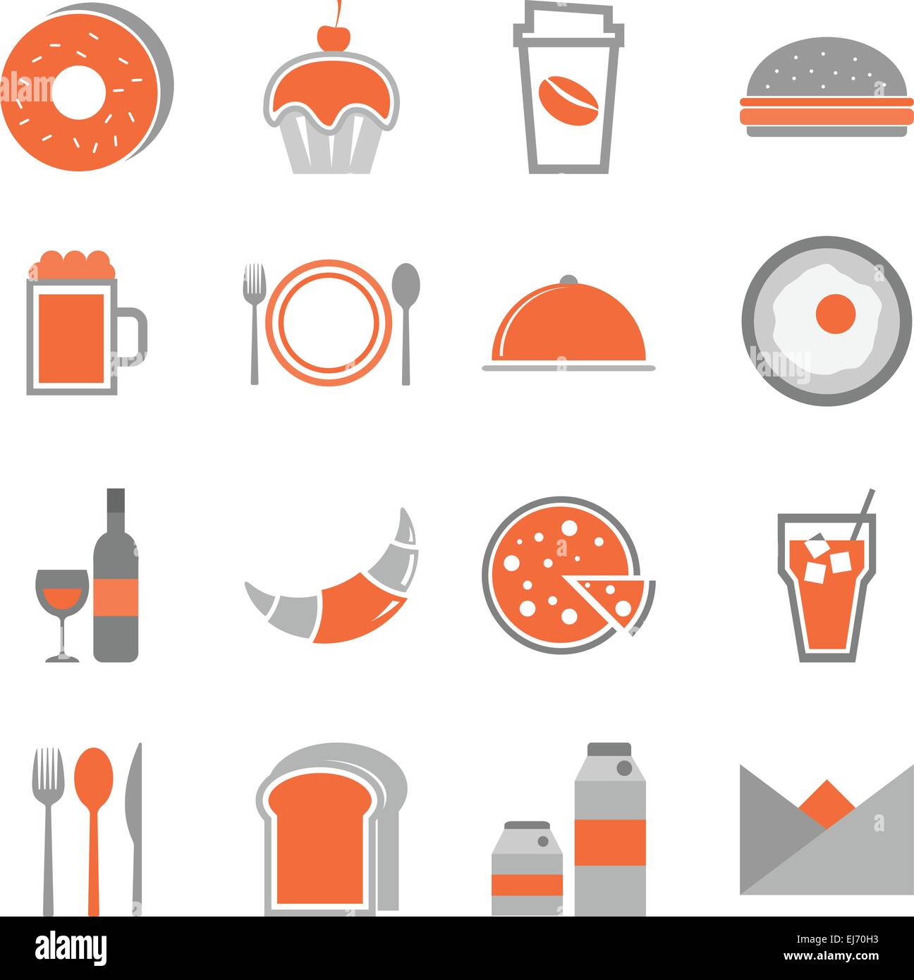 Food orange icons set on white background, stock vector Stock Vector ...