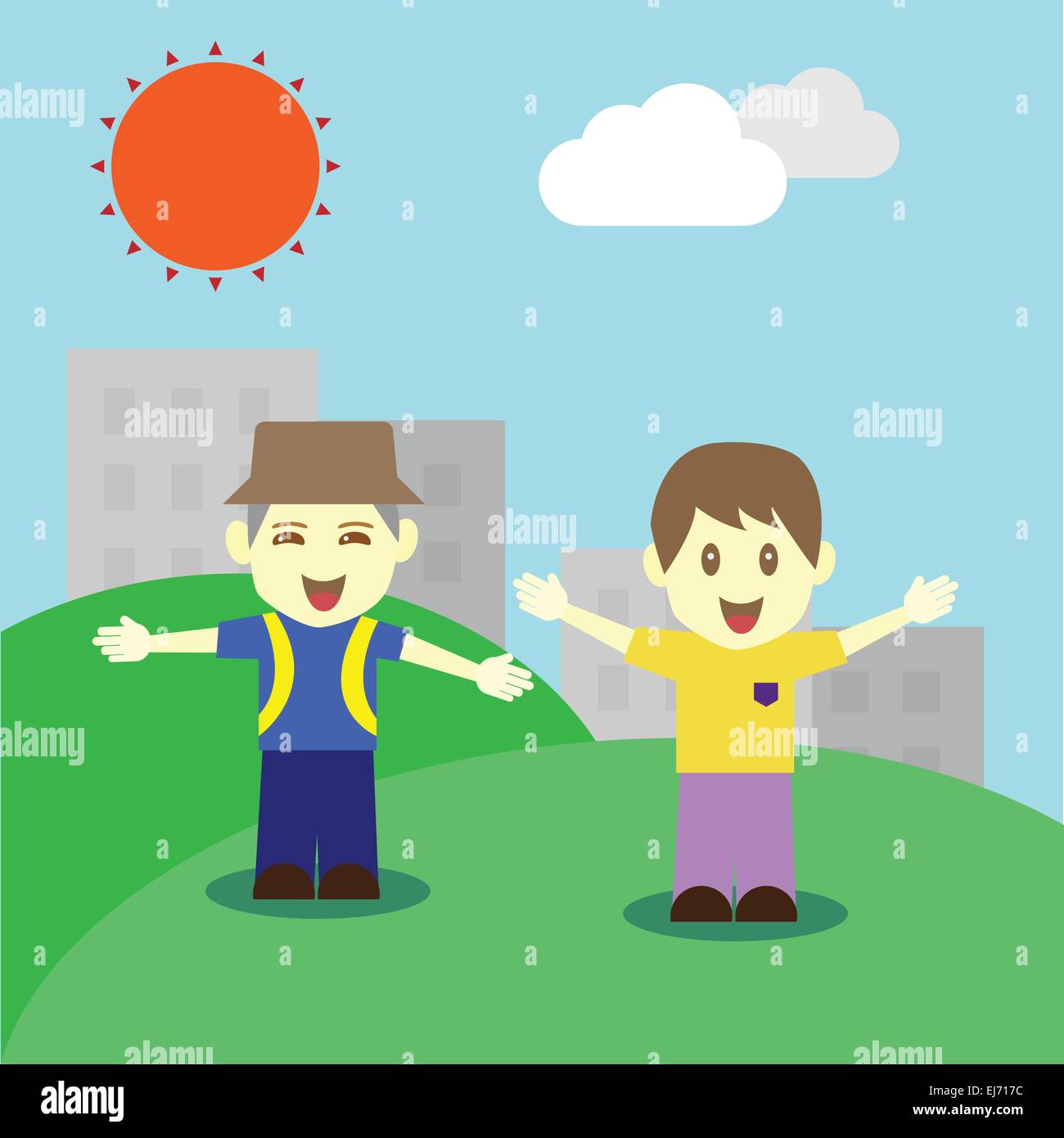 Happy children in fine day, stock vector Stock Vector Image & Art - Alamy