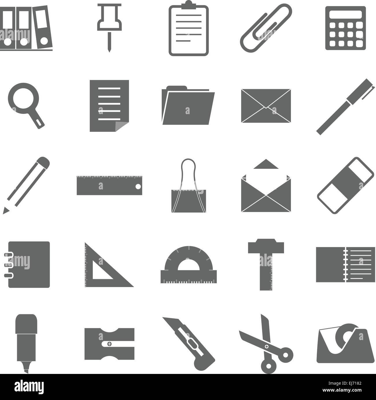 Stationery icons on white background, stock vector Stock Vector Image ...