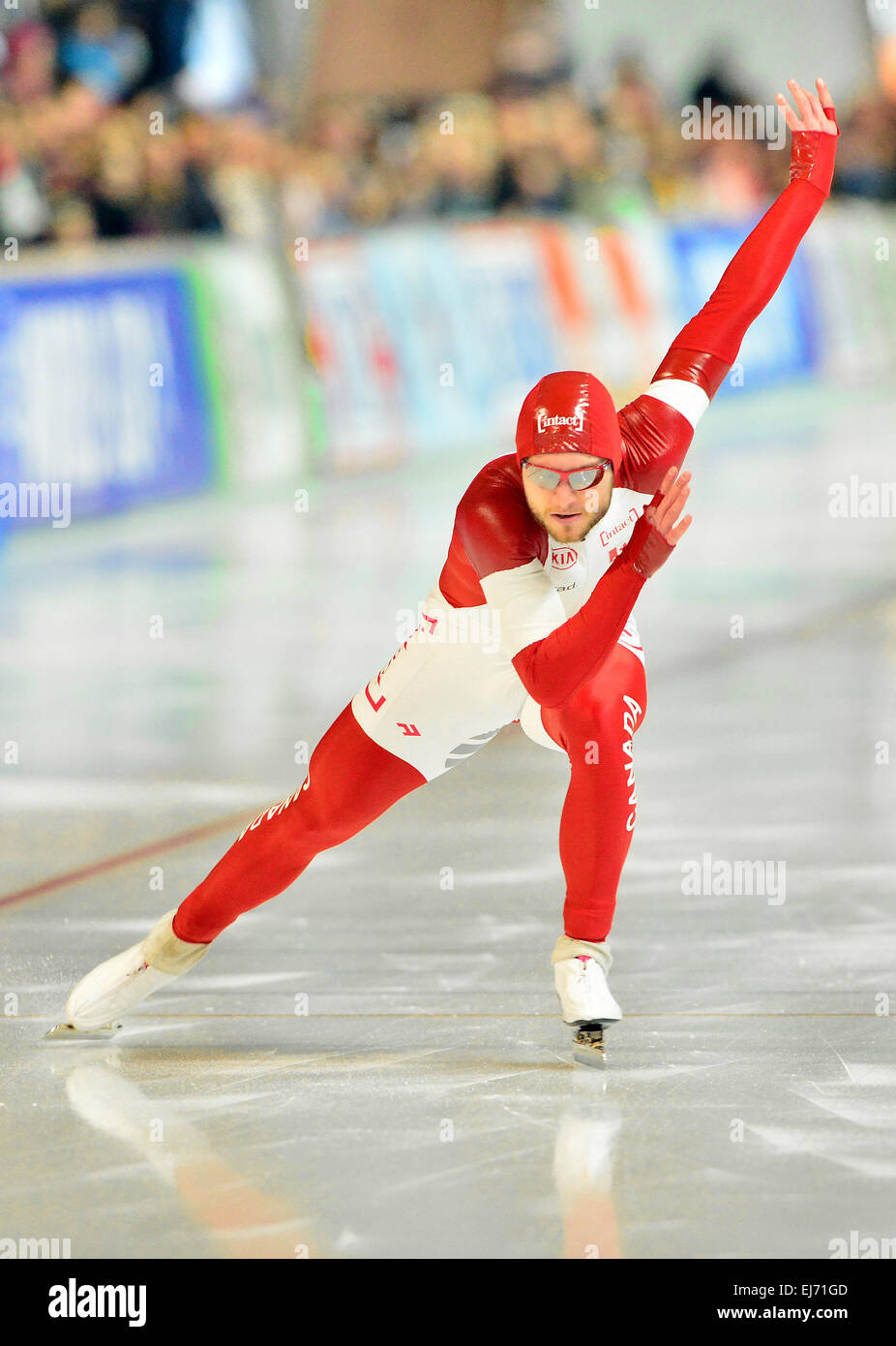 Erfurt, Germany. 22nd Mar, 2015. Speed skater Laurent Debreul of Canada ...