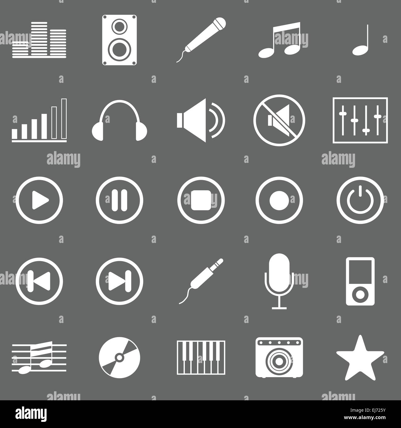 Music icons on gray background, stock vector Stock Vector Image & Art ...