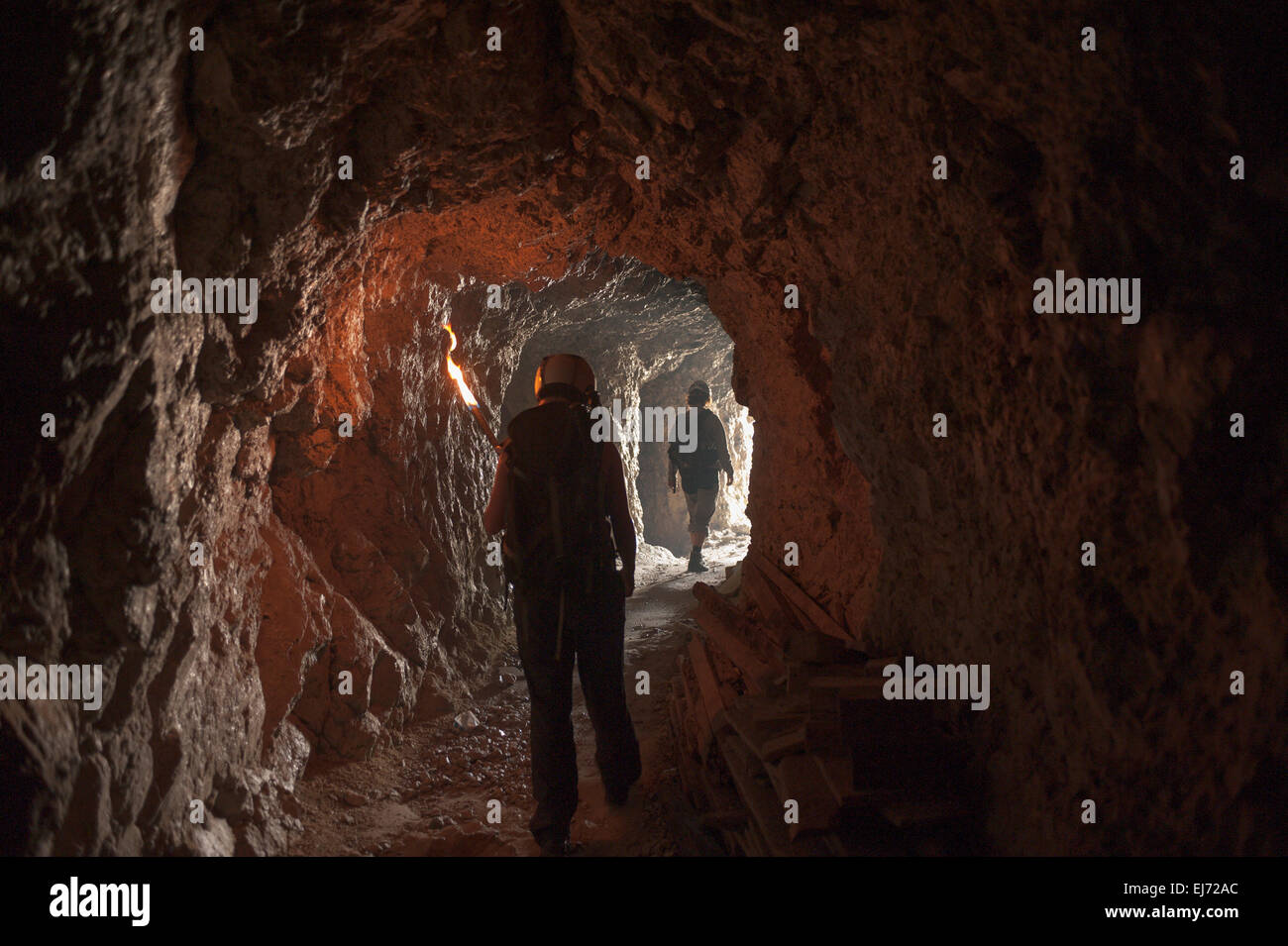 First World War tunnel leading through Mt Kleiner Langazuoi, Falzarego ...