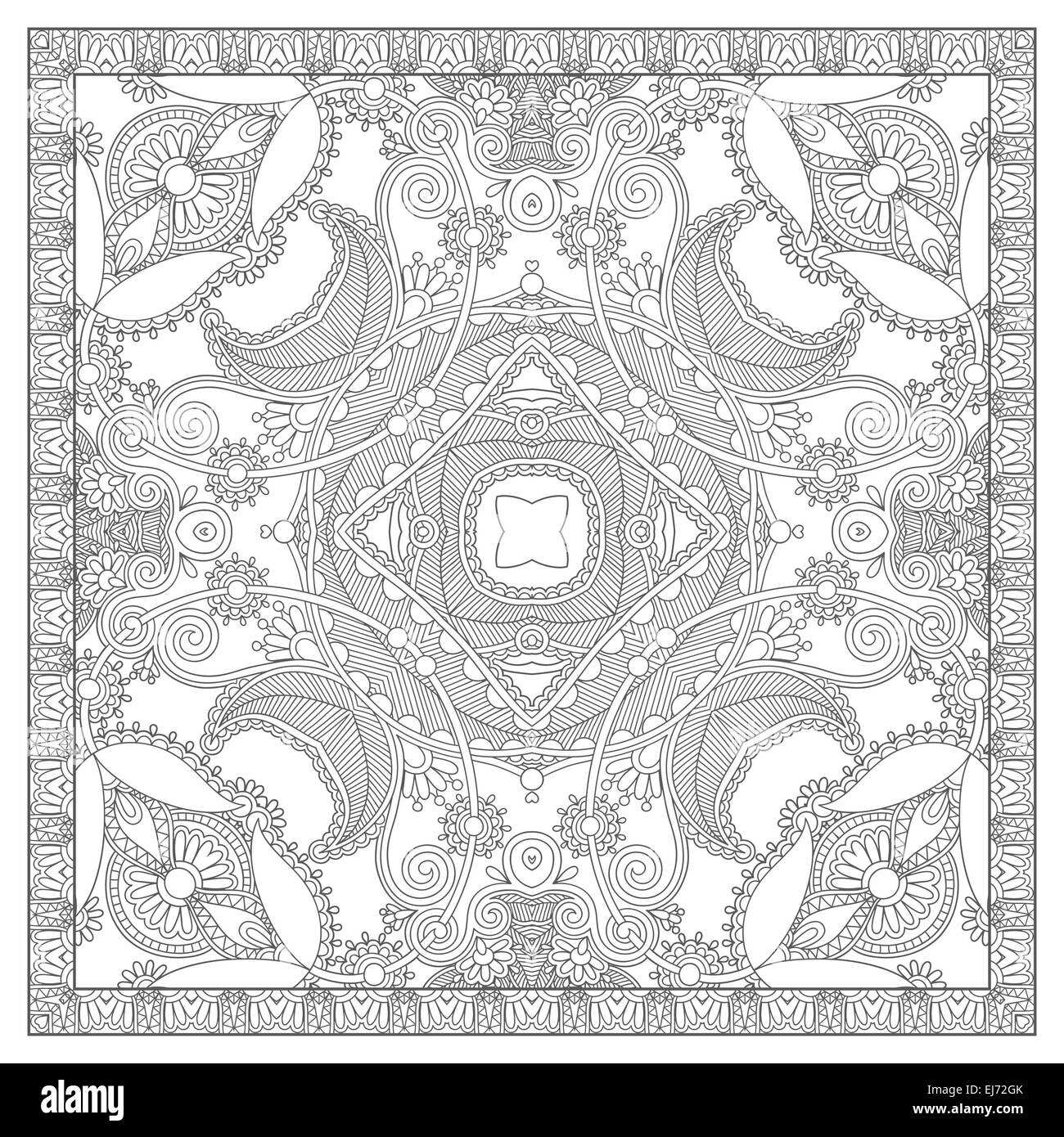 unique coloring book square page for adults Stock Photo - Alamy